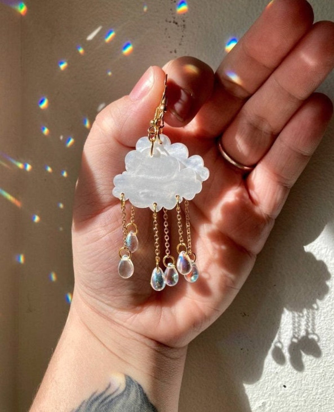 Cloud Rainbow Dangle Sparkle Earrings, Fashion Dangle Acrylic and ...