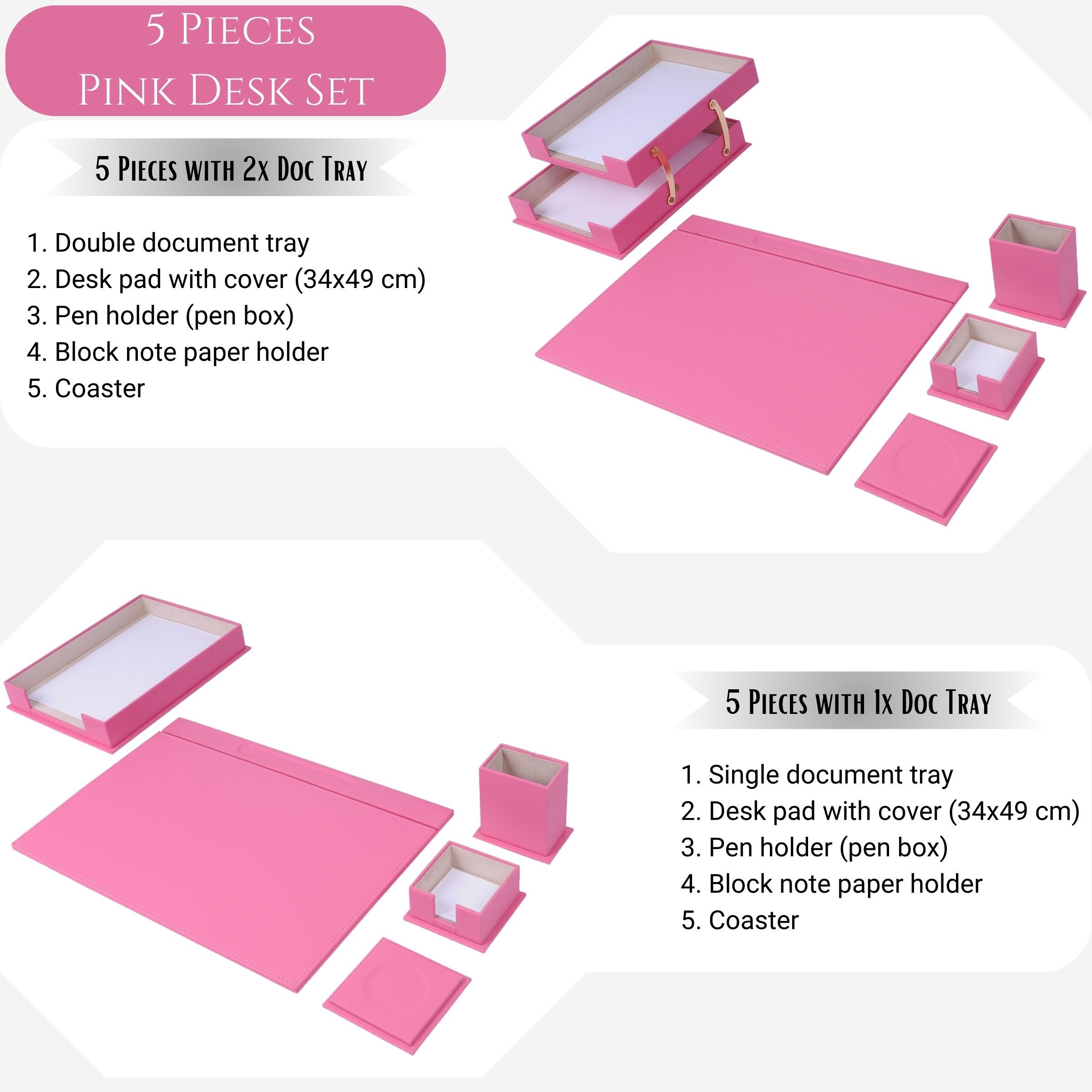 Leather Pink Office Accessories Leather Pink Desk Accessories Pink ...