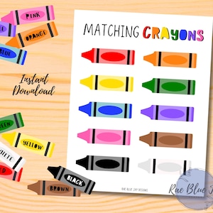 Matching Crayons Colors Practice Worksheet, Learning Colors, Preschool ...