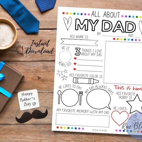 All About My Dad INSTANT DOWNLOAD Father's Day Printable - Etsy Canada