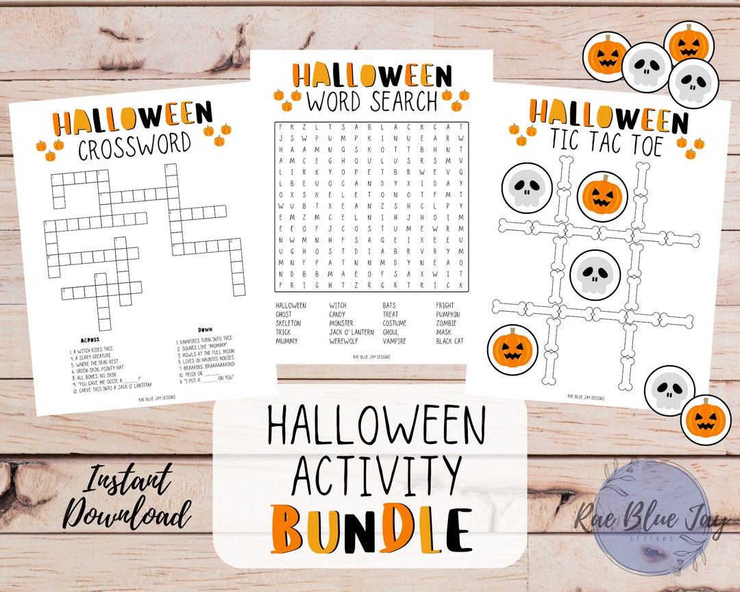 Halloween Activity Bundle INSTANT DOWNLOAD, Word Search, Crossword ...