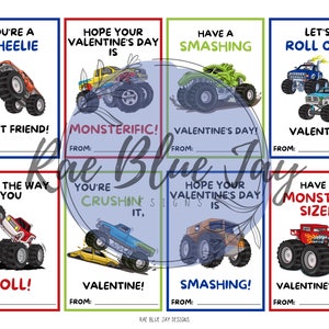 Monster Truck Valentines INSTANT DOWNLOAD Kids Valentines, Printable ...