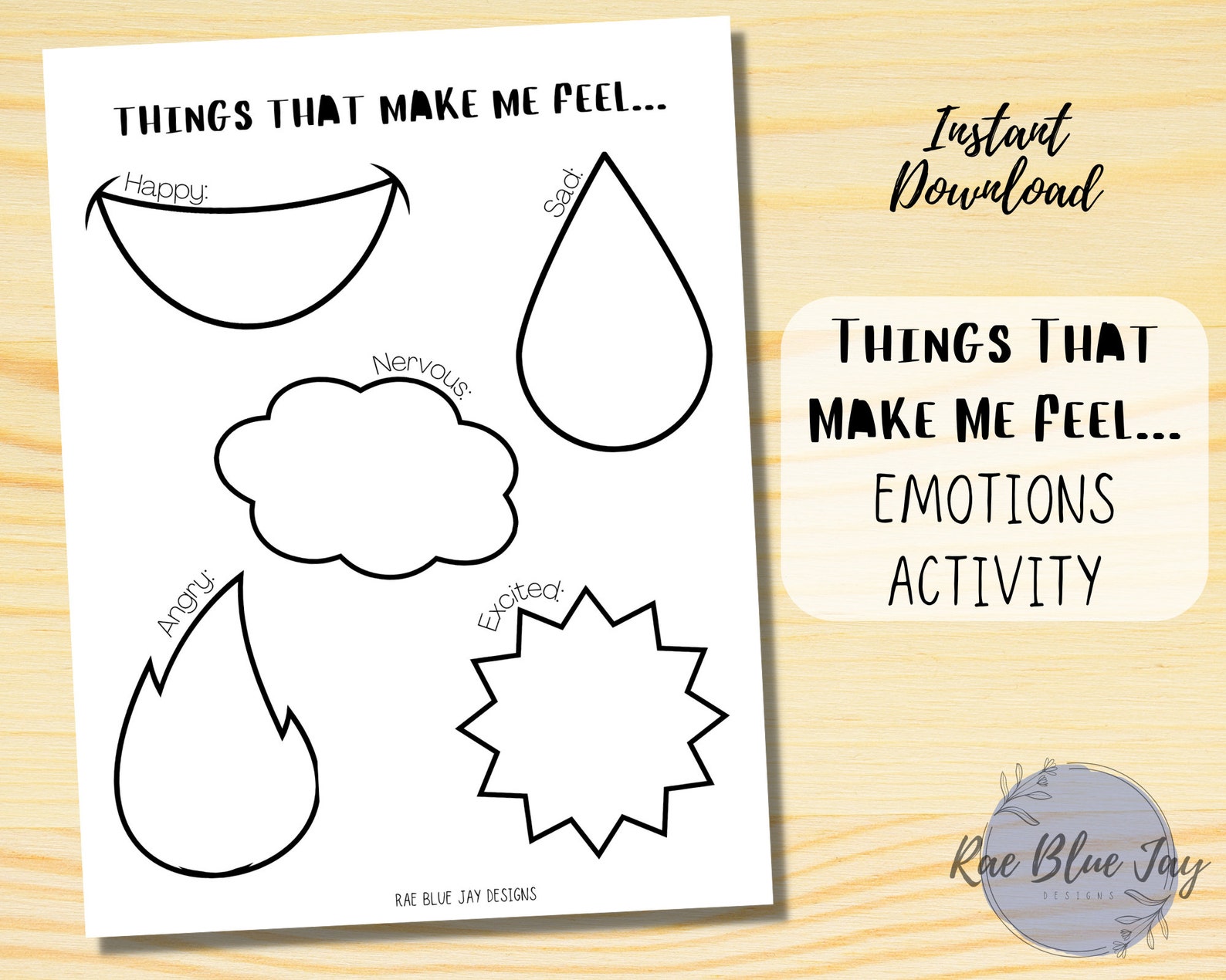 Things That Make Me Feel... INSTANT DOWNLOAD, Emotions Activity ...