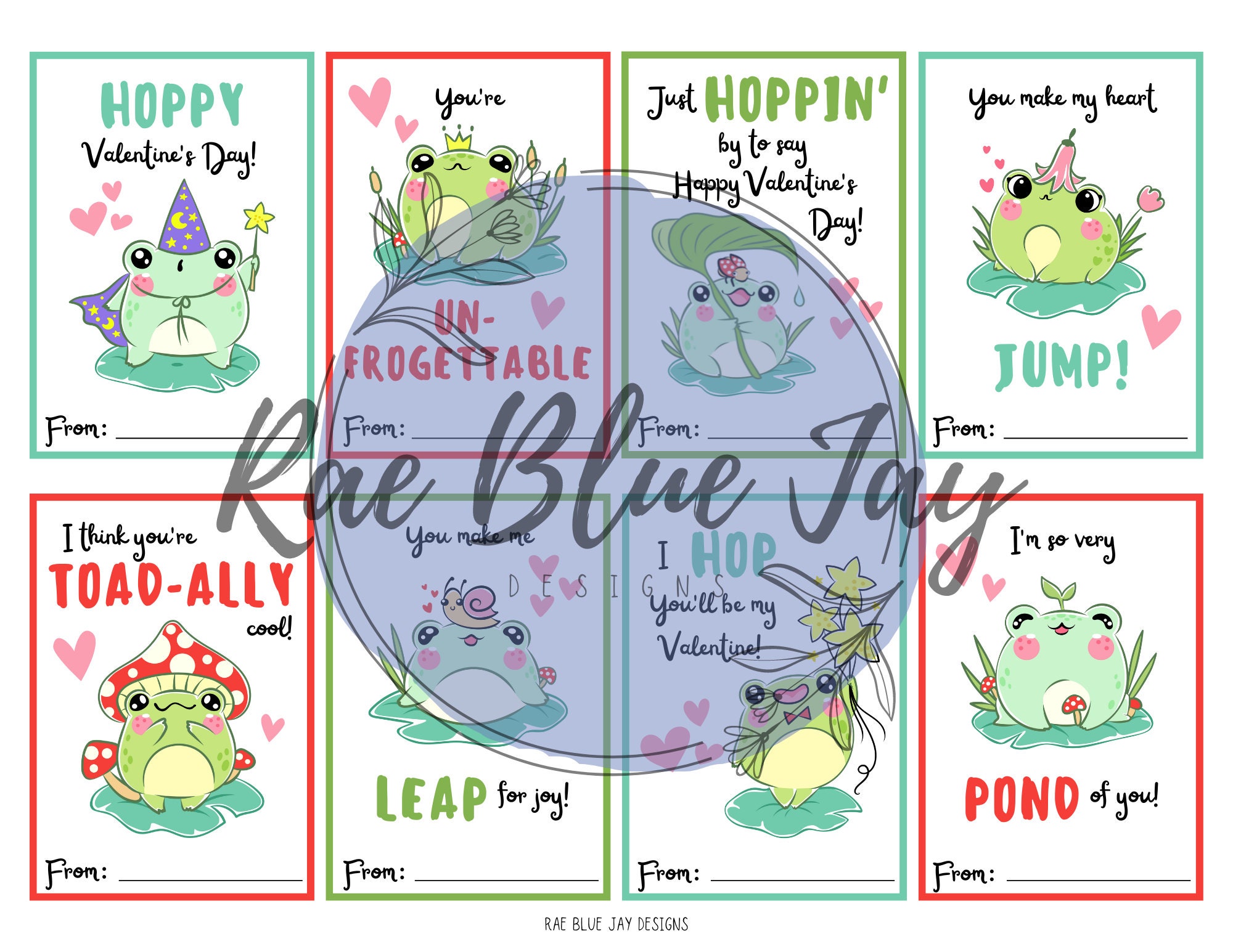 Frog Valentines INSTANT DOWNLOAD Kids Valentines, Printable Valentines ...