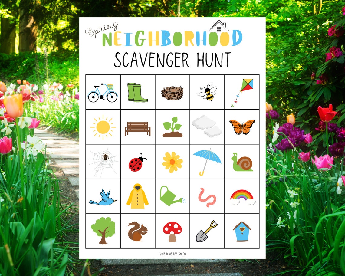Spring Neighborhood Scavenger Hunt Printable, Printable Scavenger Hunt ...