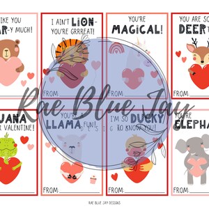 Animal Valentines INSTANT DOWNLOAD Kids Valentines, Printable ...