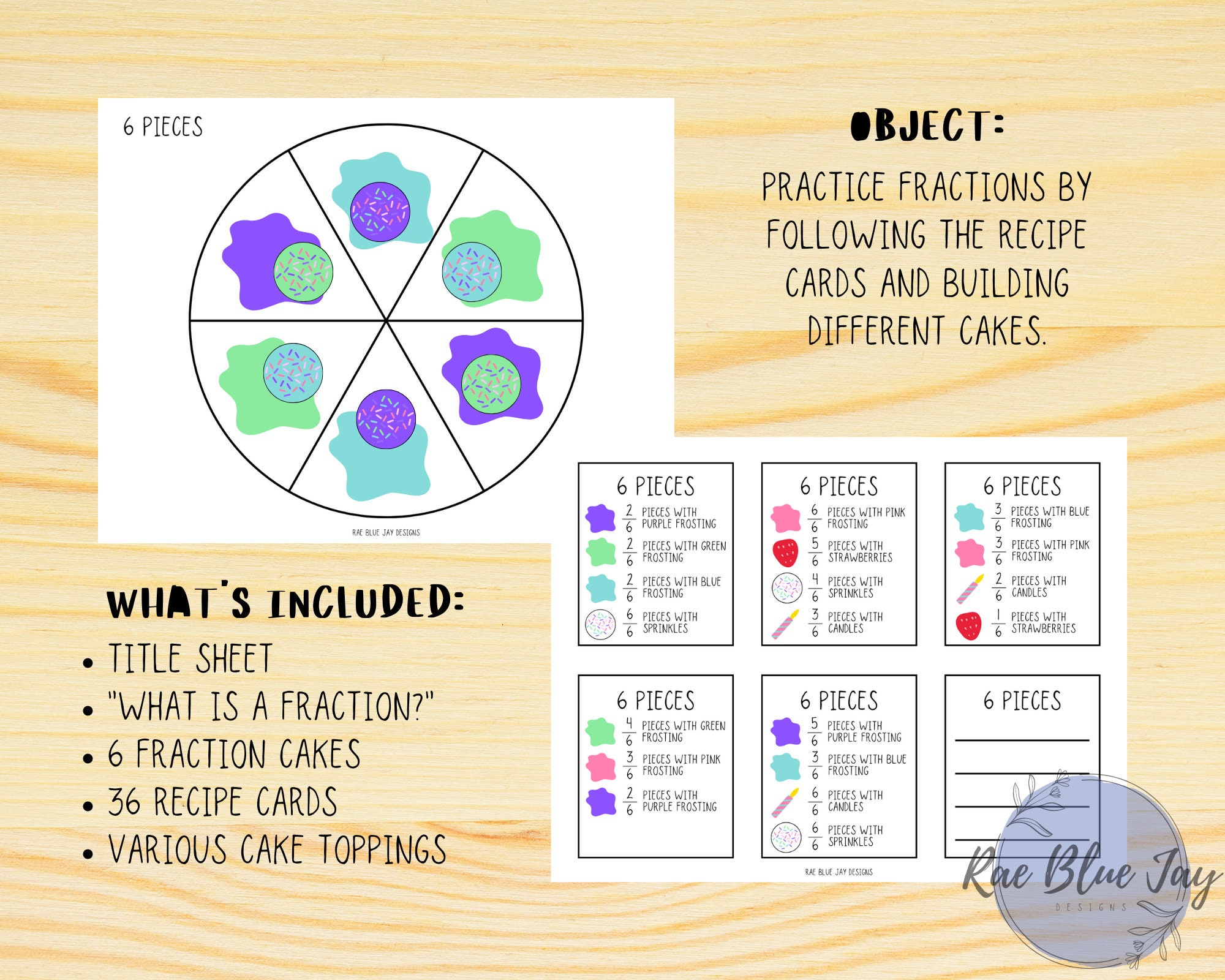 Fractions Are a Piece of Cake INSTANT DOWNLOAD, Fraction Practice ...