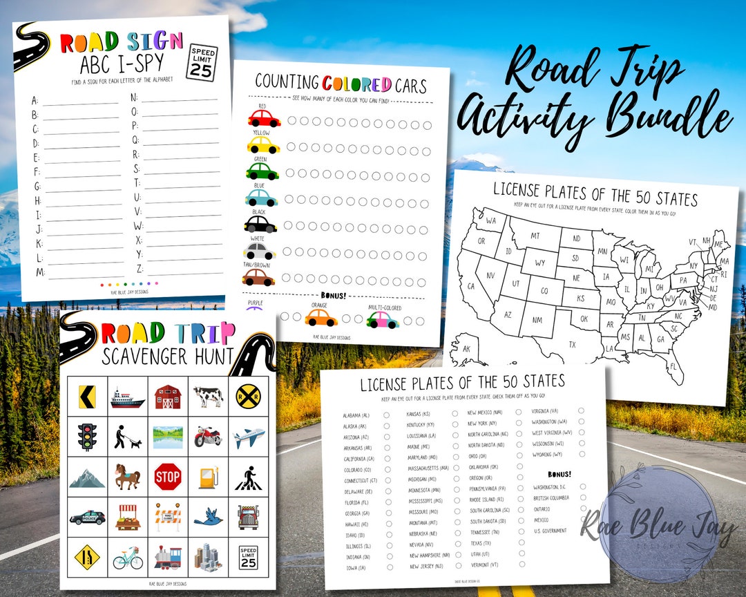 Kids Road Trip Activity Bundle Printable, Road Trip Activity Pack, Road ...