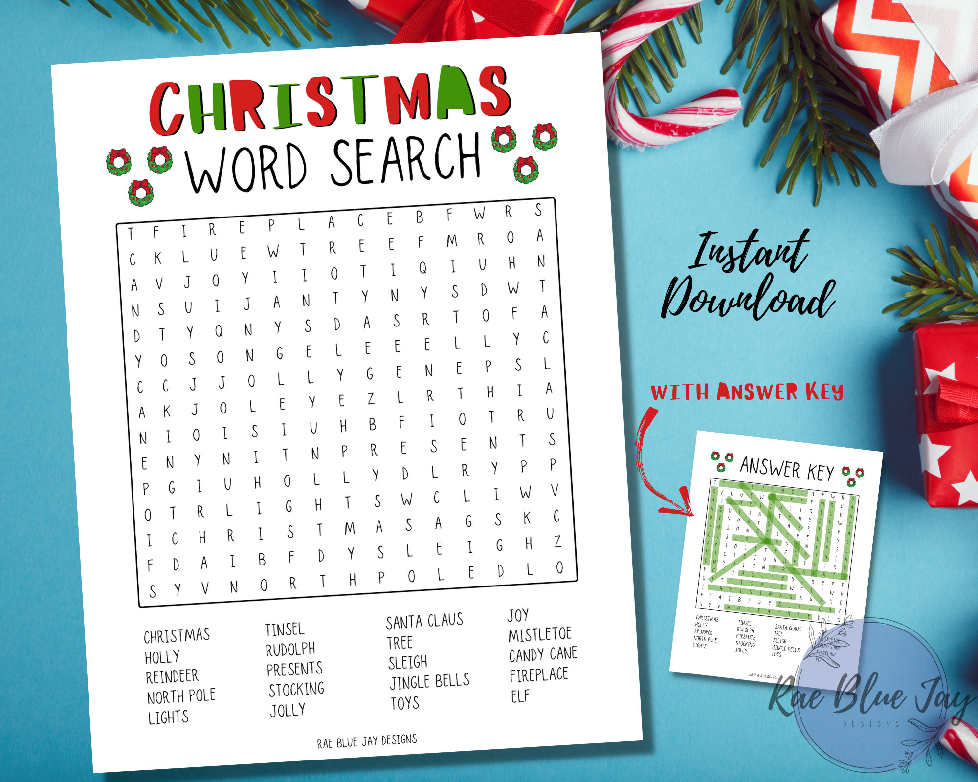 Christmas Word Search Printable, Instant Download, Kids Word Search ...