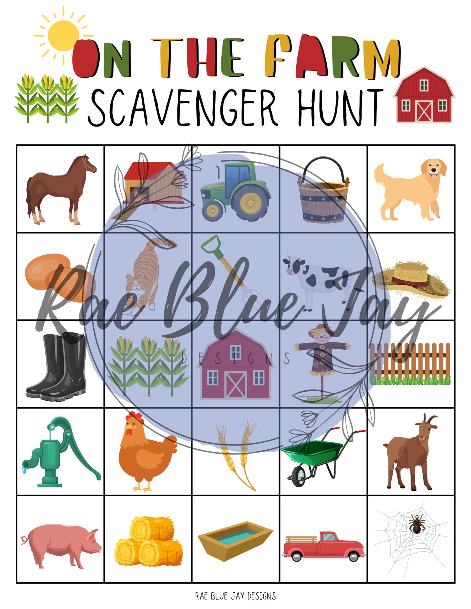 On the Farm Scavenger Hunt INSTANT DOWNLOAD, Printable Scavenger Hunt ...