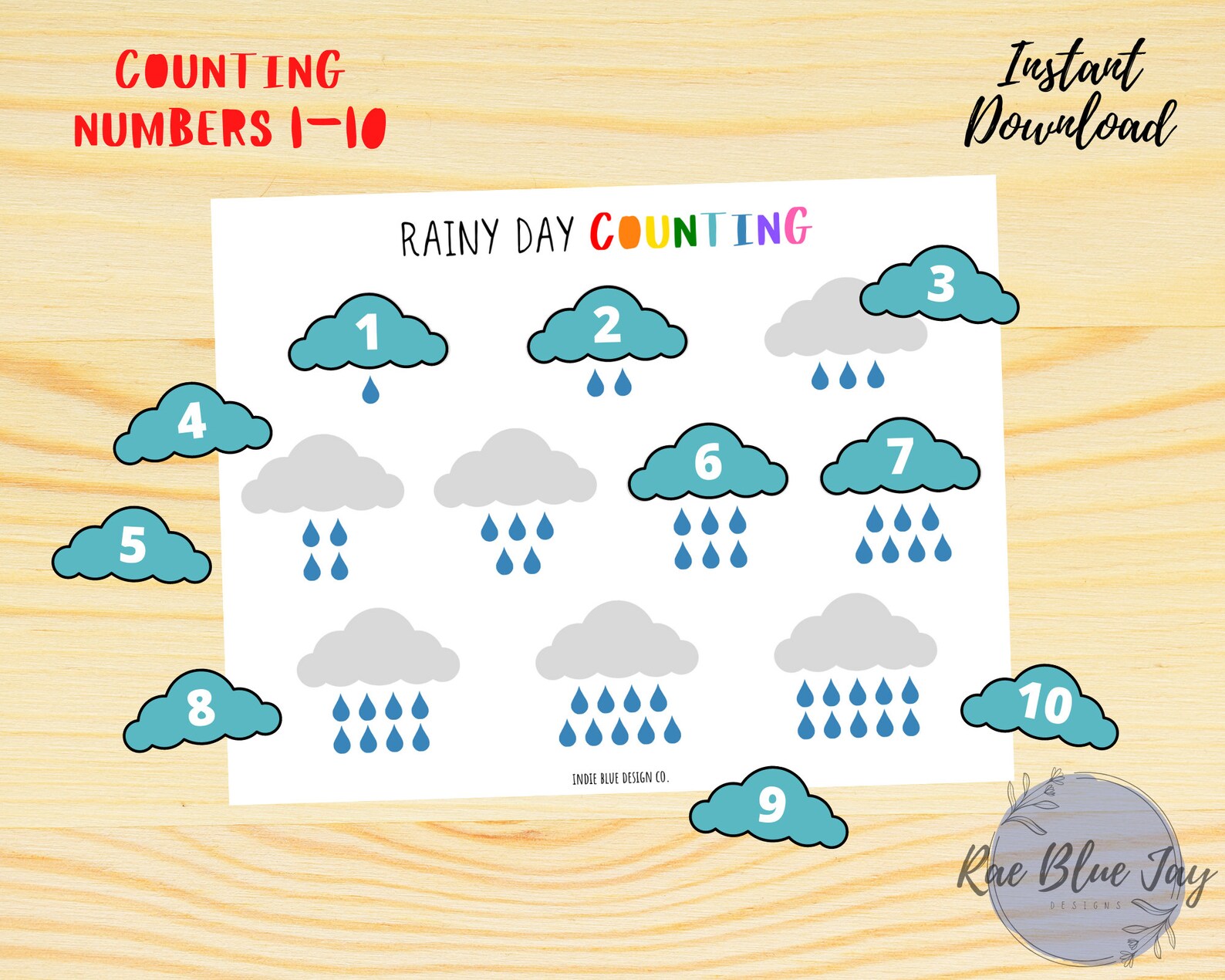 Rainy Day Counting Activity, Learning Numbers, Preschool Learning ...