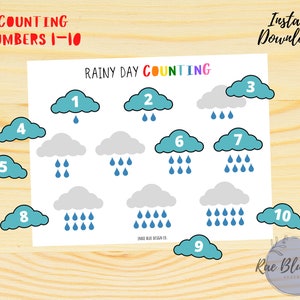 Rainy Day Counting Activity, Learning Numbers, Preschool Learning ...