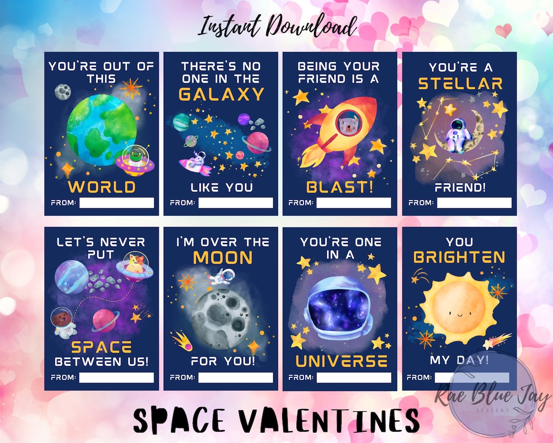 Space Valentines INSTANT DOWNLOAD Kids Valentines, Printable Valentines ...