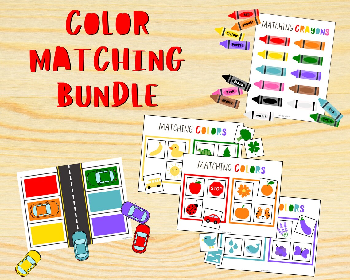 Color Matching Worksheet Bundle Learning Colors Preschool - Etsy