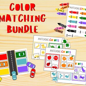 Color Matching Worksheet Bundle, Learning Colors, Preschool Learning ...