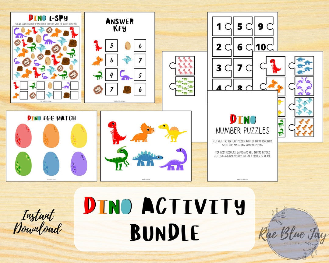 Dino Activity Bundle INSTANT DOWNLOAD, Dinosaur Learning Printable ...