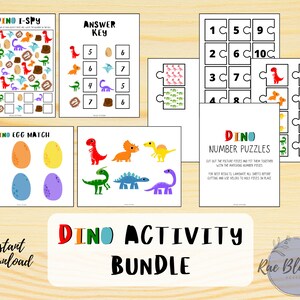 Dino Activity Bundle INSTANT DOWNLOAD, Dinosaur Learning Printable ...