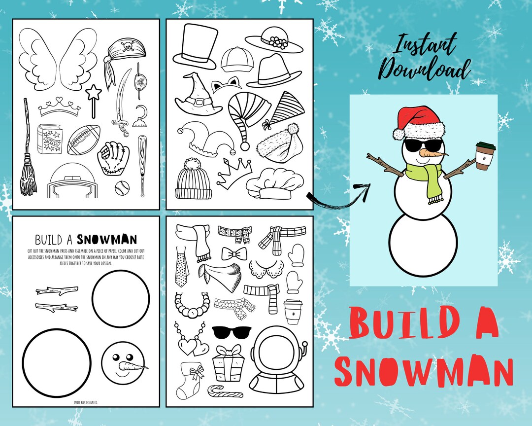 Build a Snowman Instant Download Snowman Building Christmas - Etsy