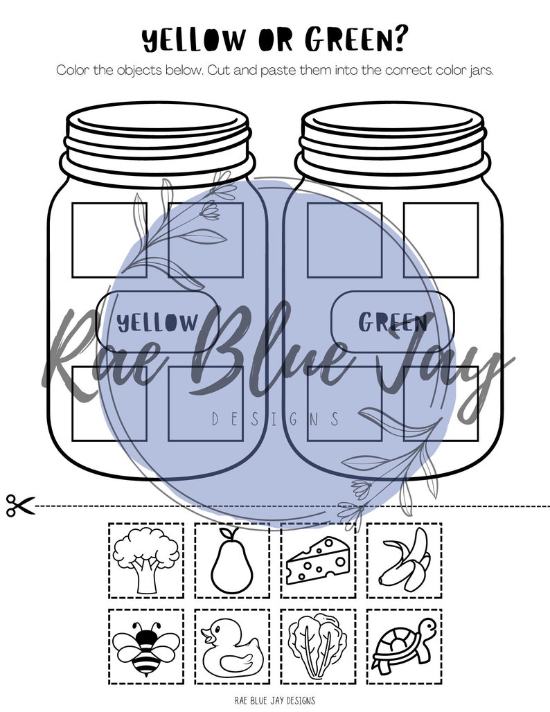 INSTANT DOWNLOAD Cut and Paste Colors Activity, Kids Cutting Practice ...