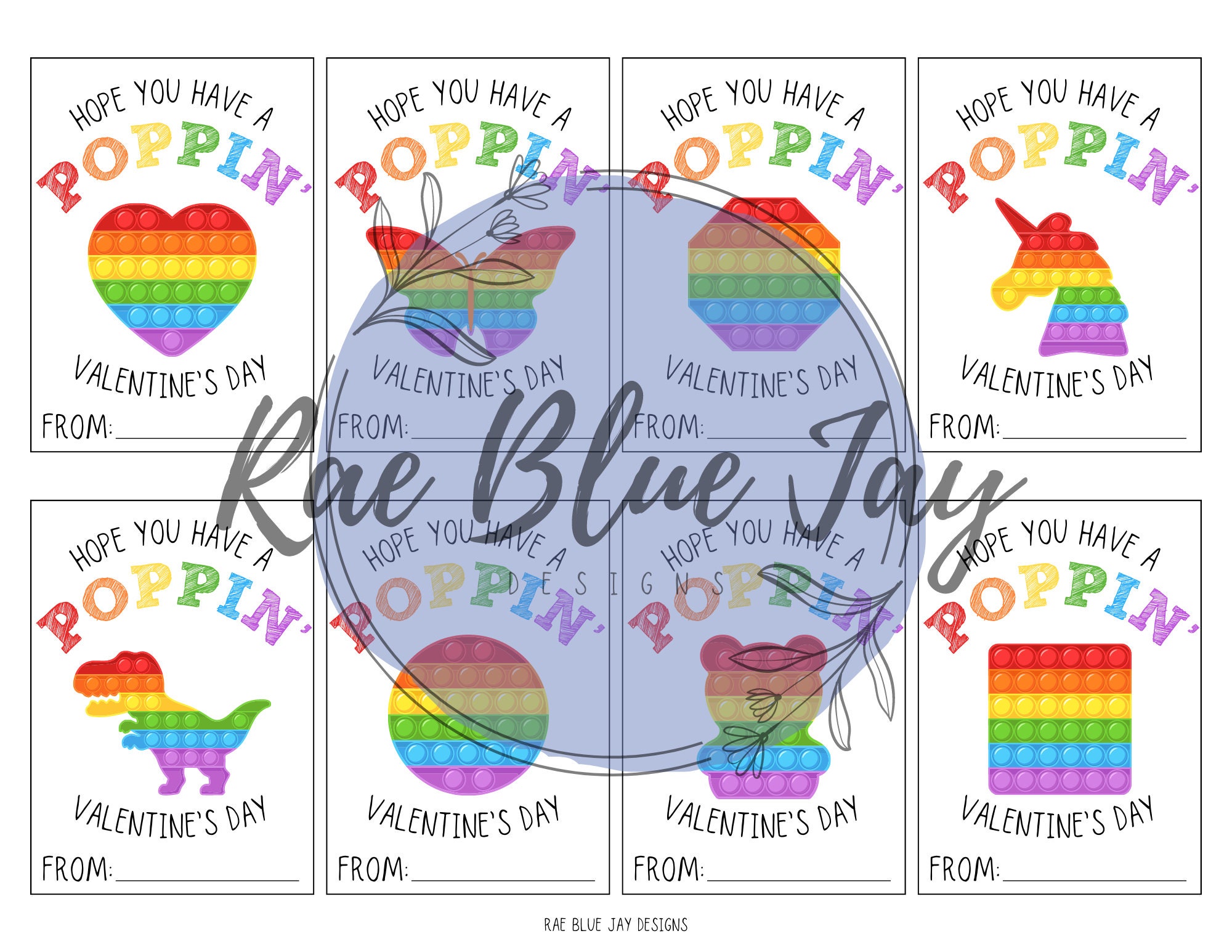 Pop It Valentines INSTANT DOWNLOAD Kids Valentines, Printable ...
