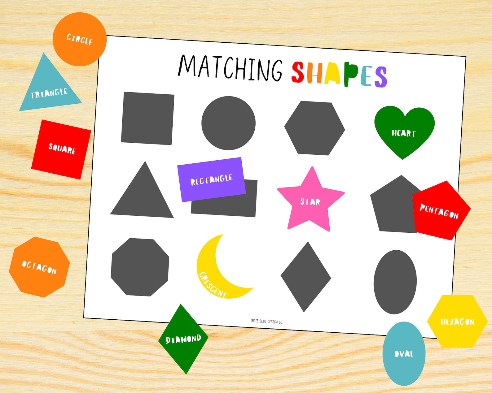 Matching Shapes Practice Worksheet Learning Shapes Preschool | Etsy