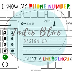 Kids Responsibility Bundle, Kids Life Skills, Phone Number Printable ...