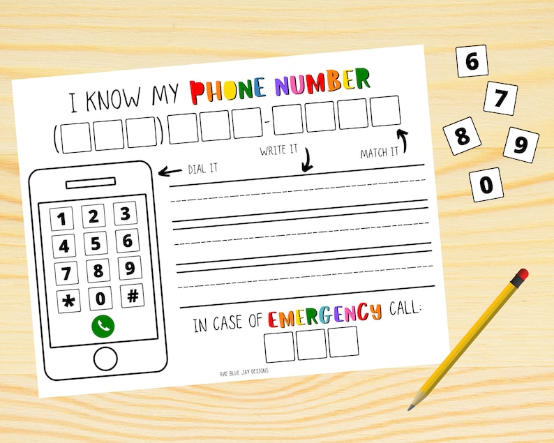 I Know My Phone Number Worksheet, Phone Number Practice, Learning ...