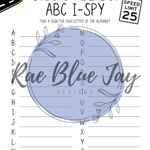 Road Sign ABC I Spy Printable, Road Sign Alphabet Game Printable, Kids ...