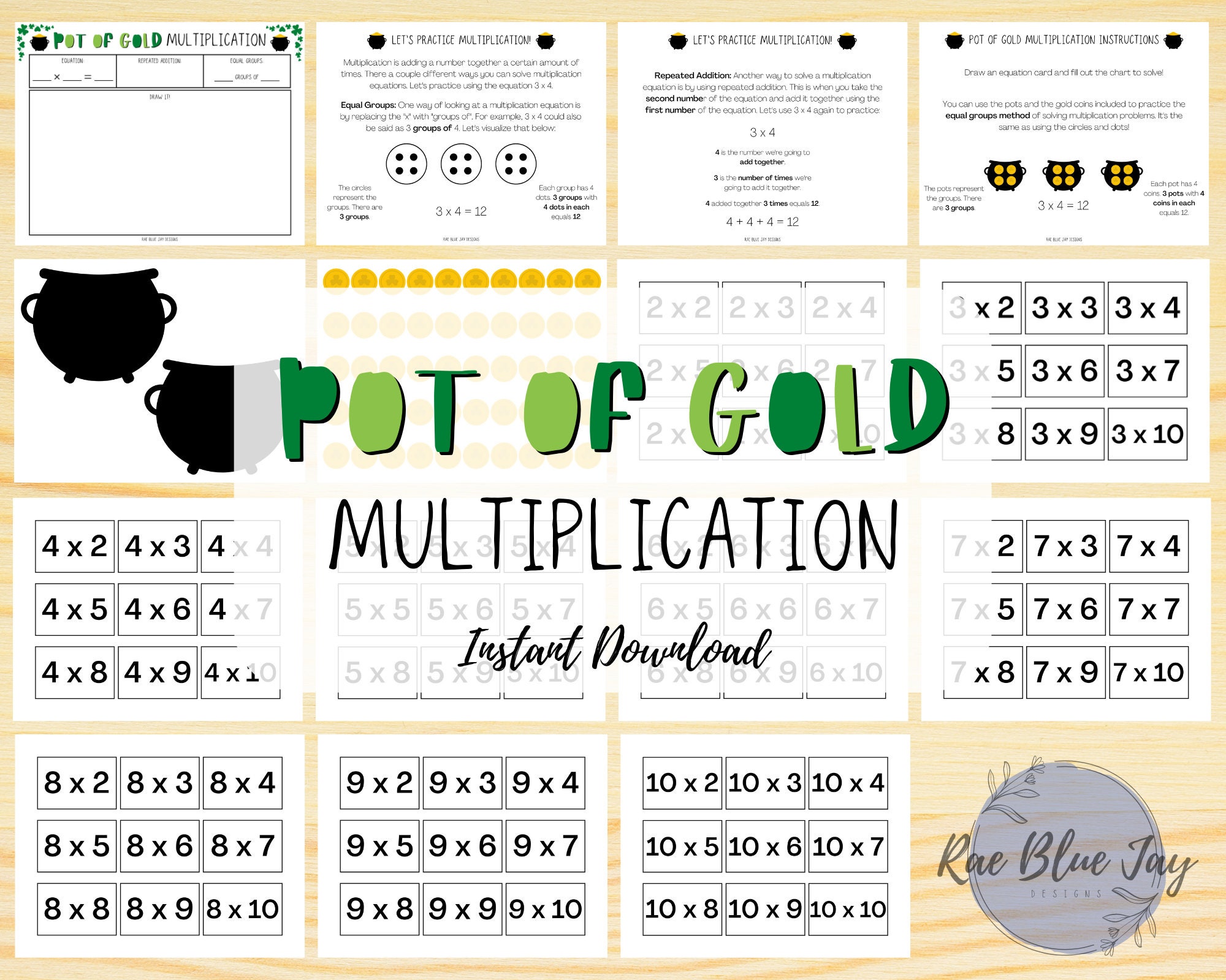 Pot of Gold Multiplication INSTANT DOWNLOAD, St. Patrick's Day ...