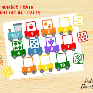 Number Train Counting Activity, Instant Download, Toddler Learning ...