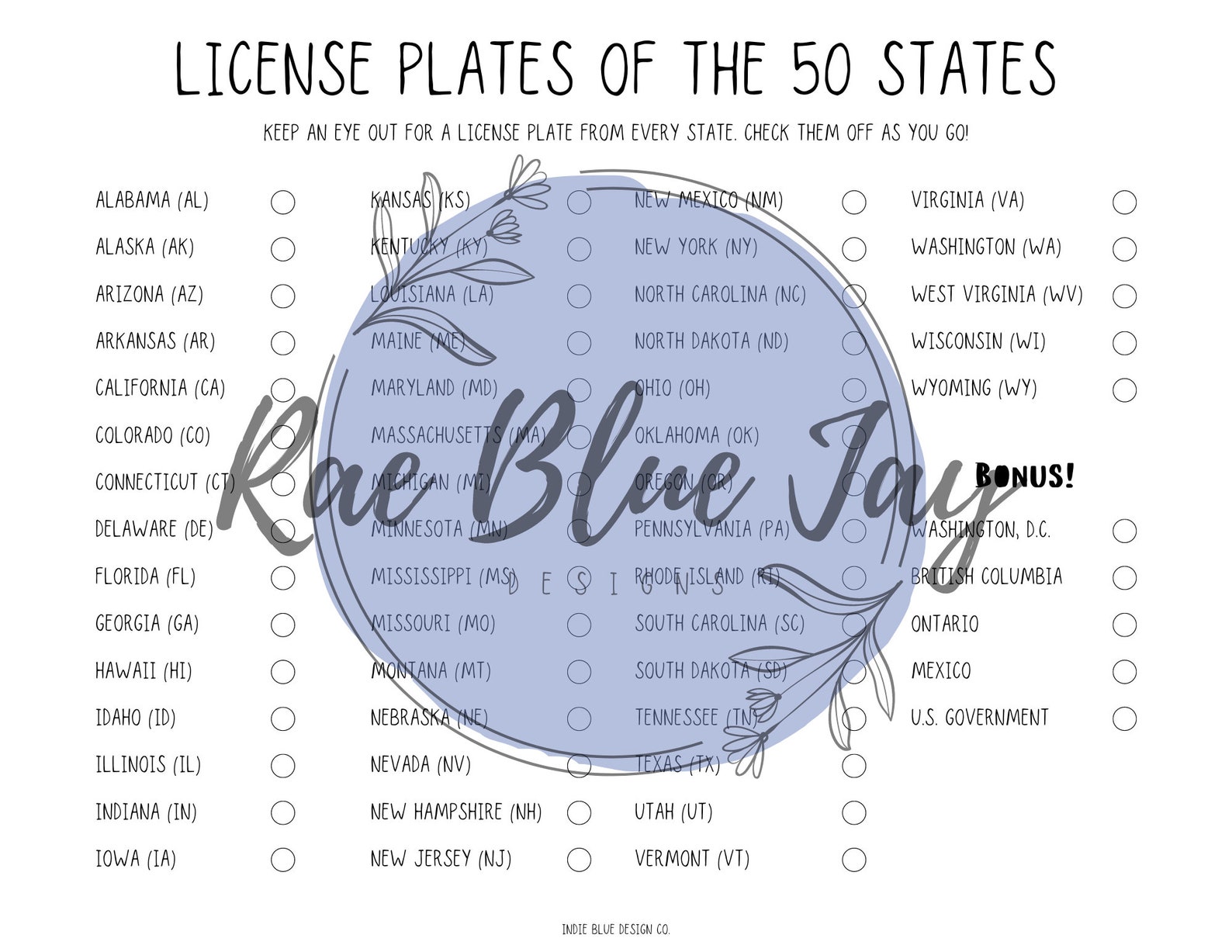 License Plate Game Printable, Kids Road Trip Fun, Road Trip Printable ...