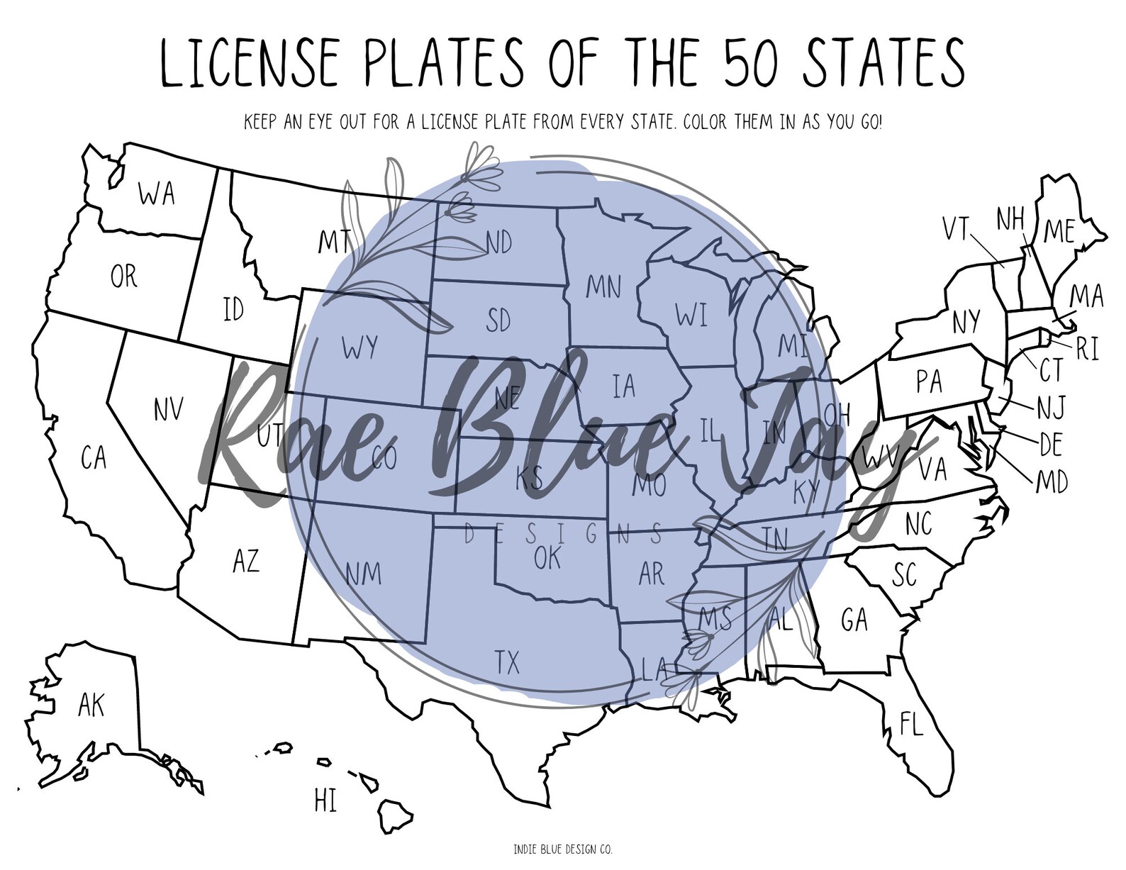 License Plate Game Printable, Kids Road Trip Fun, Road Trip Printable ...