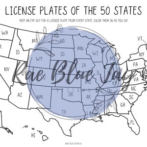 License Plate Game Printable, Kids Road Trip Fun, Road Trip Printable ...