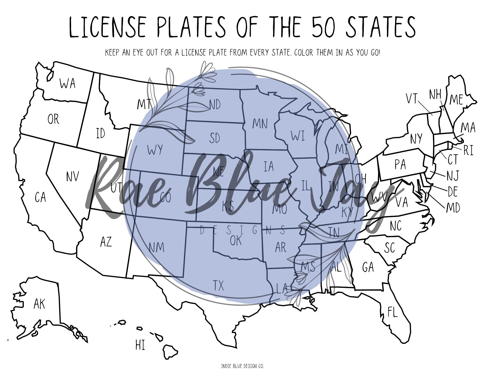 License Plate Game Printable, Kids Road Trip Fun, Road Trip Printable ...