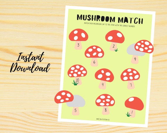 Mushroom Match Counting Activity Instant Download Kids | Etsy
