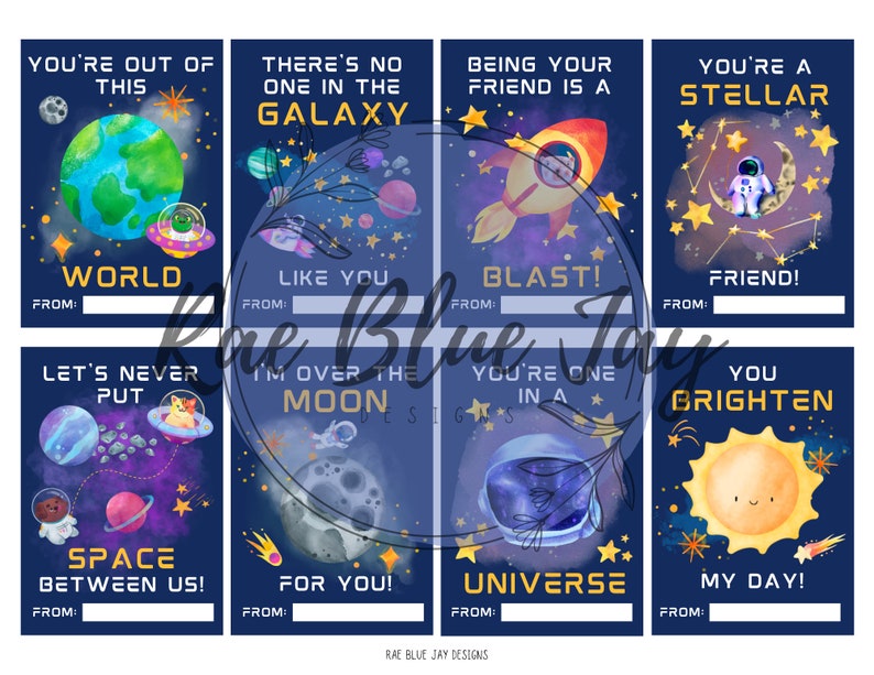 Space Valentines INSTANT DOWNLOAD Kids Valentines, Printable Valentines ...