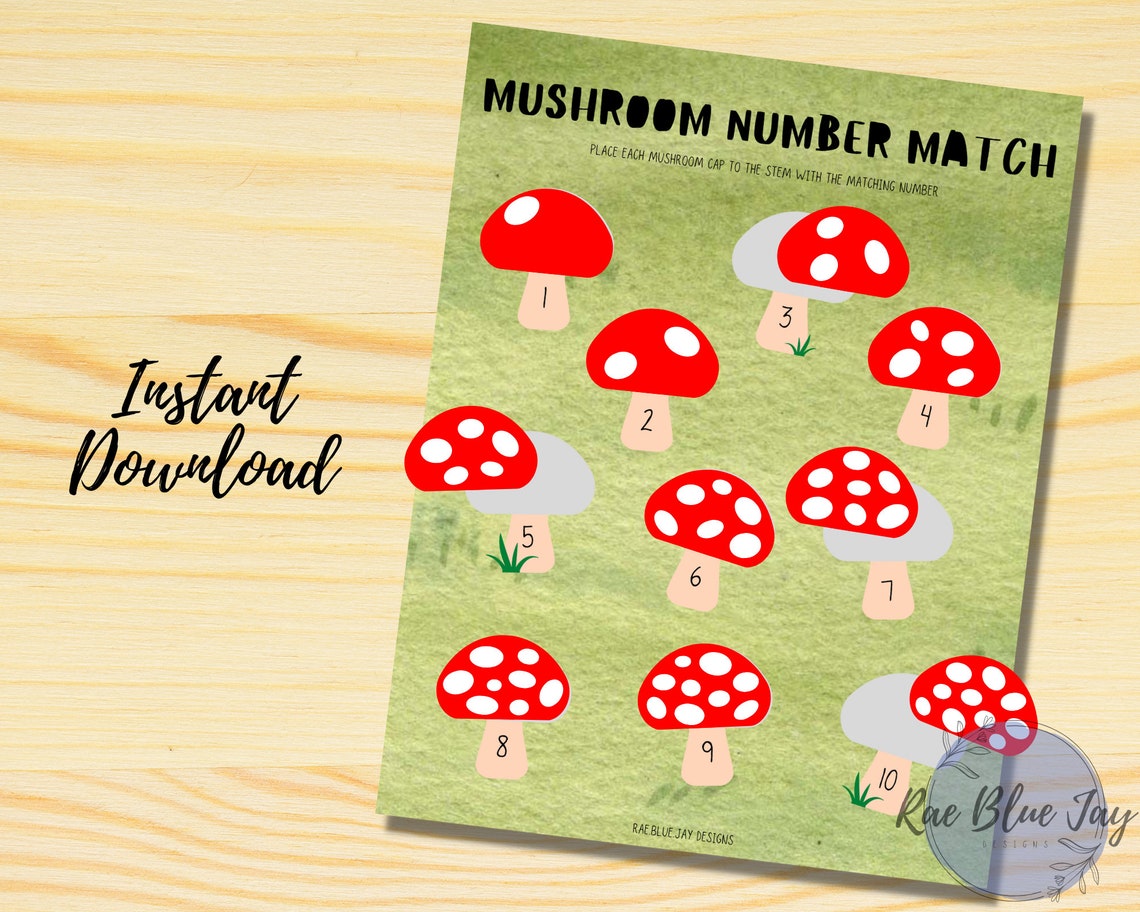 Mushroom Match Counting Activity, Instant Download, Kids Counting ...