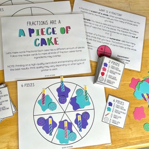 Fractions Are a Piece of Cake INSTANT DOWNLOAD, Fraction Practice ...