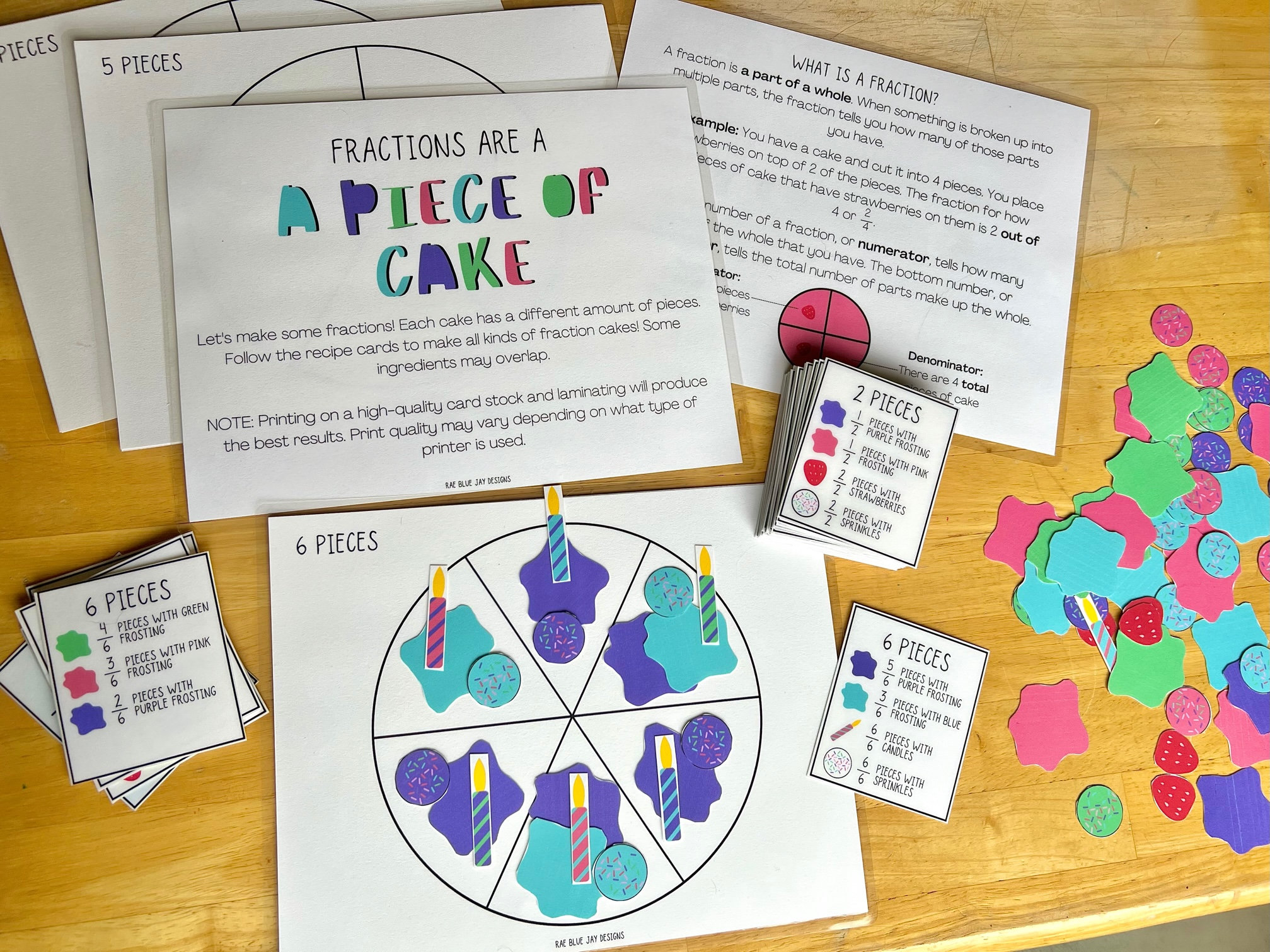 Fractions Are a Piece of Cake INSTANT DOWNLOAD, Fraction Practice ...