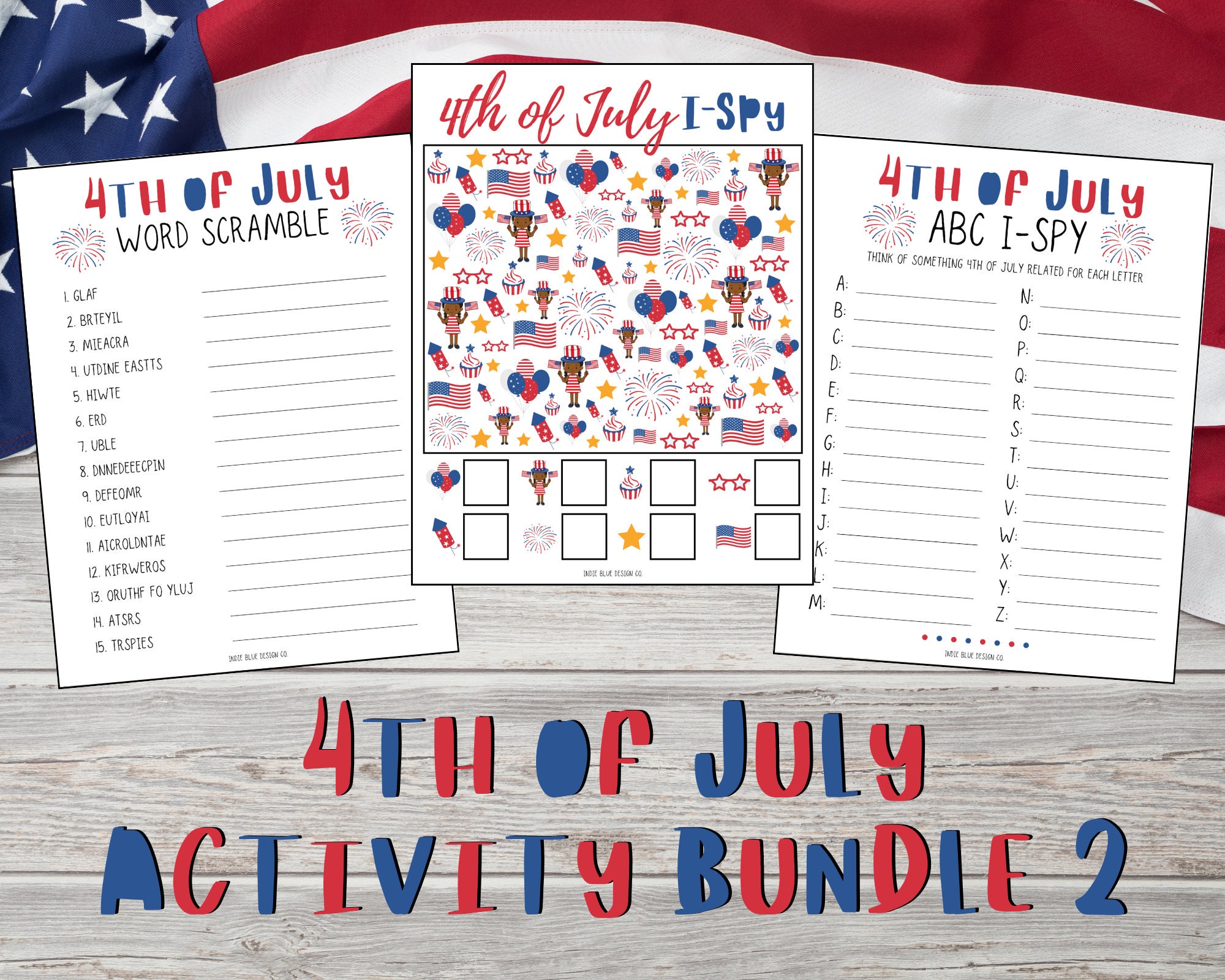 4th of July Activity Bundle, I-spy, Word Search, ABC I-spy, 4th of July ...
