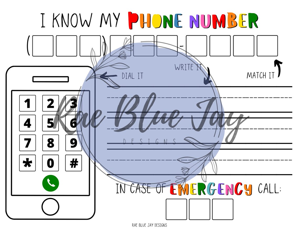 I Know My Phone Number Worksheet, Phone Number Practice, Learning ...