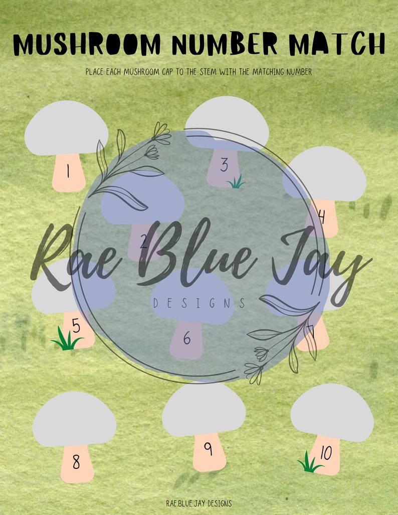 Mushroom Match Counting Activity, Instant Download, Kids Counting ...