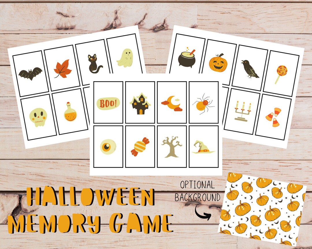 Halloween Memory Game Printable With 24 Cards Printable - Etsy