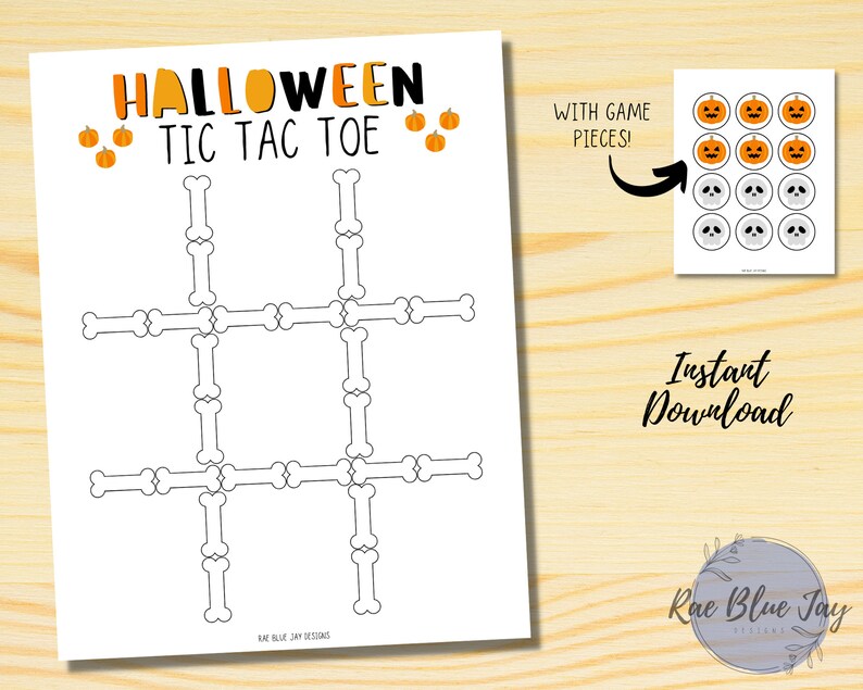 Halloween Tic Tac Toe Printable INSTANT DOWNLOAD, Kids Tic Tac Toe ...