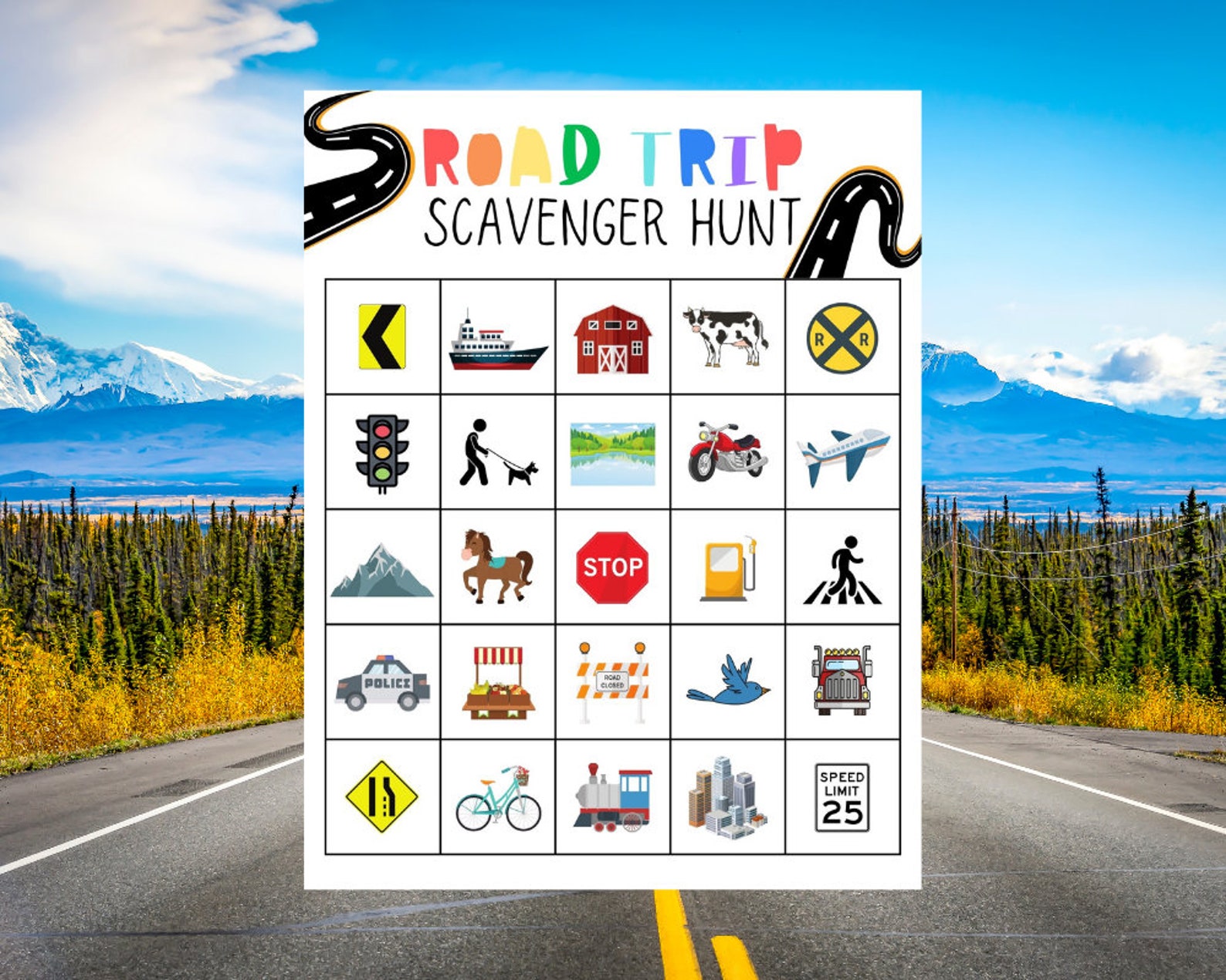 Road Trip Scavenger Hunt Printable Printable Scavenger Hunt | Etsy