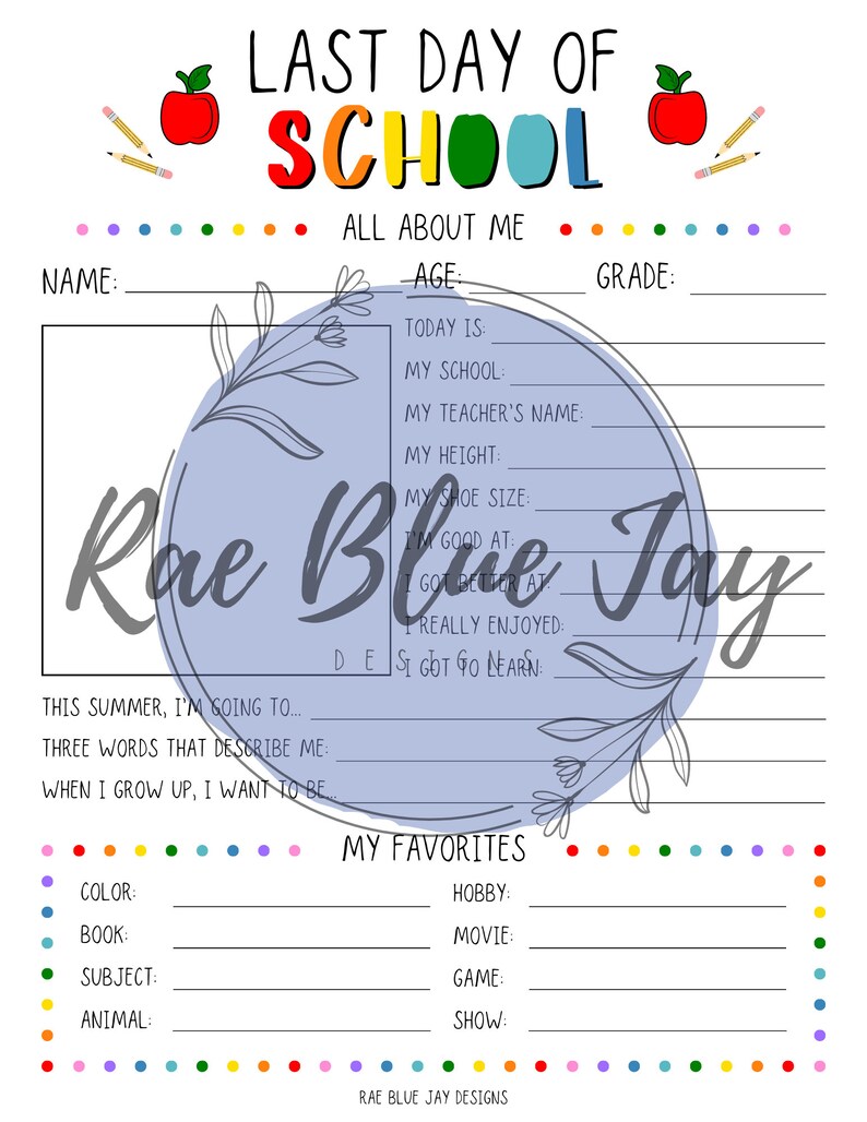 Back to School Printable, Back to School Questionnaire, School ...