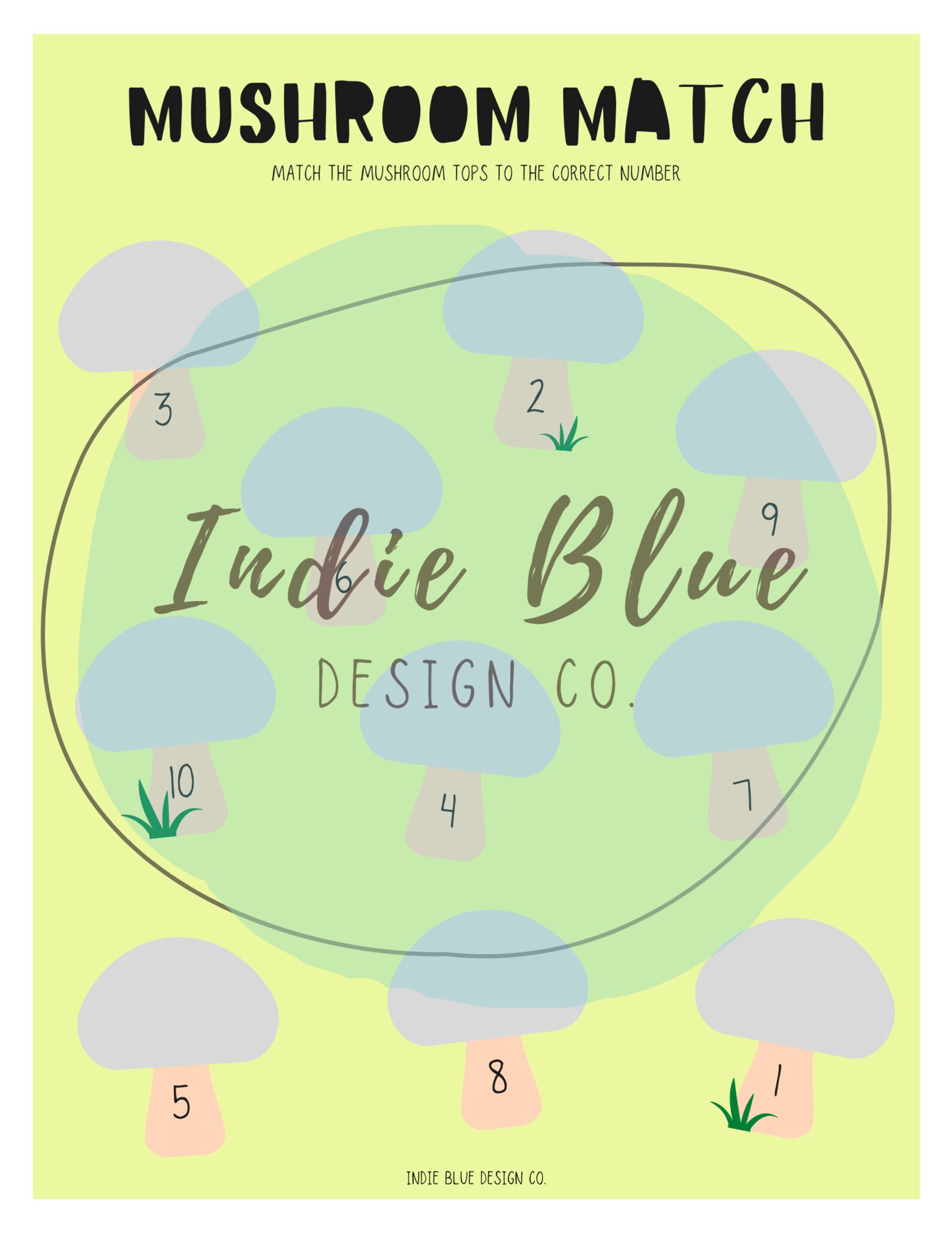 Mushroom Match Counting Activity Instant Download Kids | Etsy