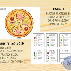 Pizza Fractions INSTANT DOWNLOAD, Fraction Practice, Learn Fractions ...