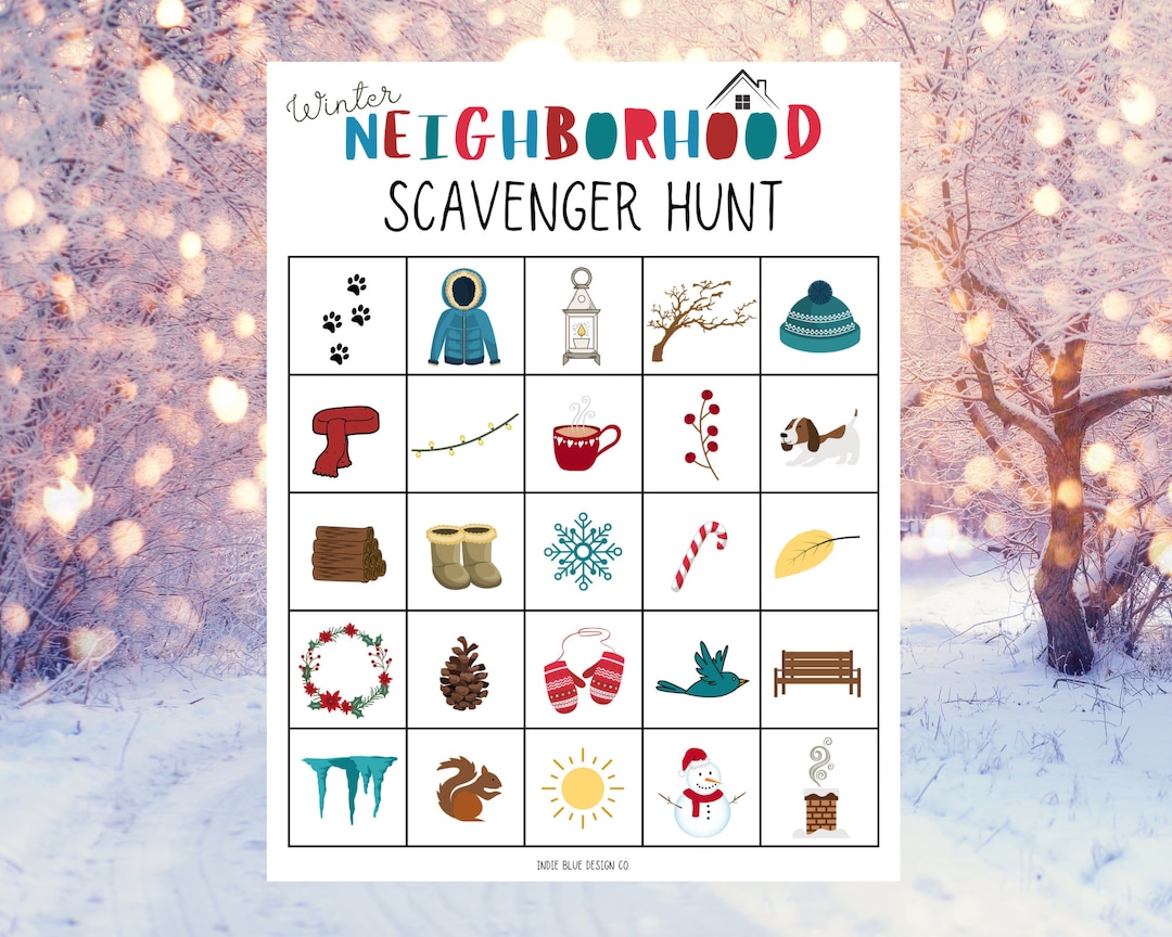 Winter Neighborhood Scavenger Hunt Printable, Printable Scavenger Hunt ...