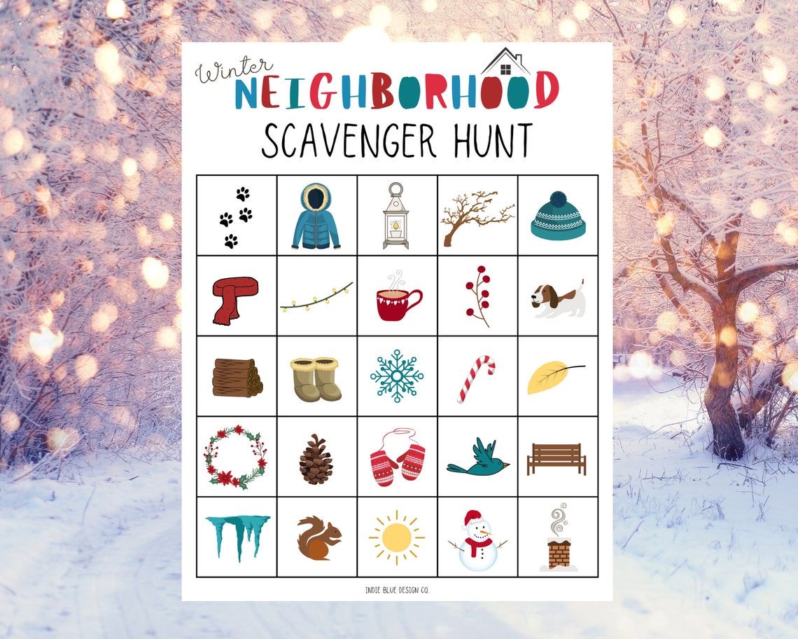 Winter Neighborhood Scavenger Hunt Printable, Printable Scavenger Hunt ...